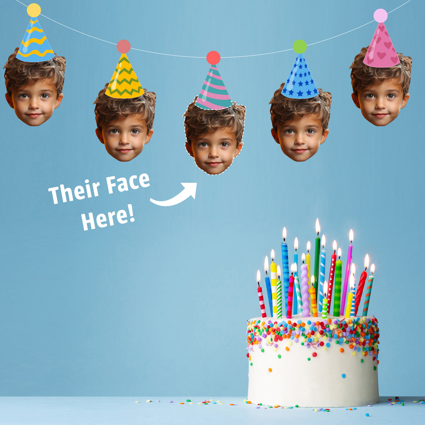 Personalised Party Hat Banner - Custom Party Decorations