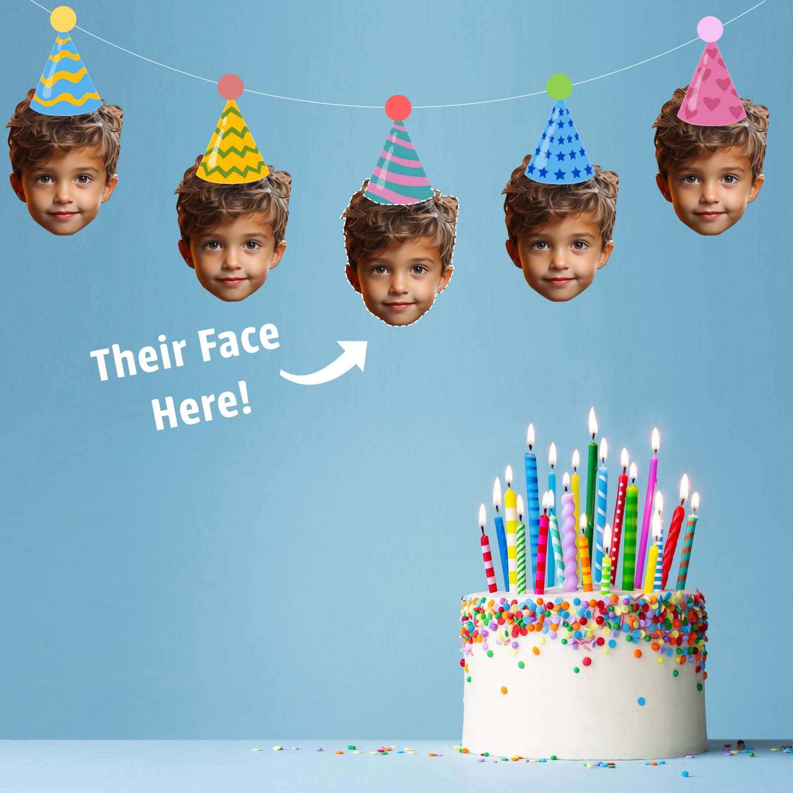 Personalised Party Hat Banner - Custom Party Decorations