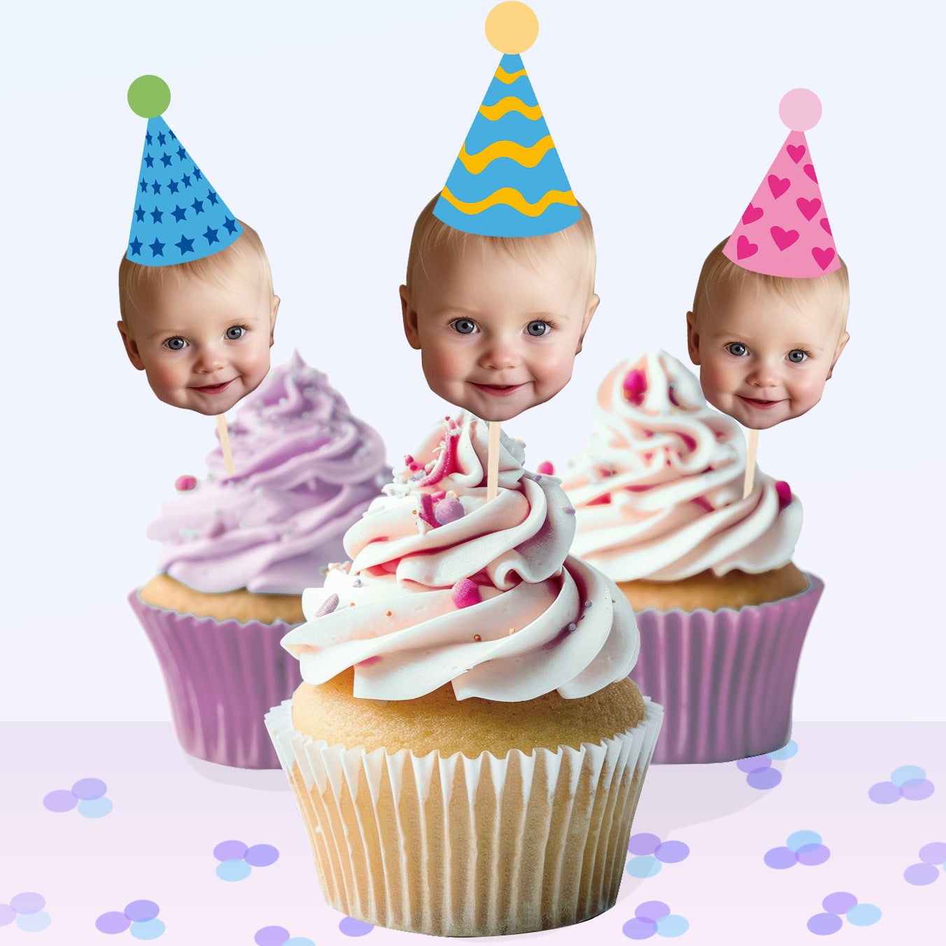 Personalised Party Hat Cake Toppers - Custom Party Decorations