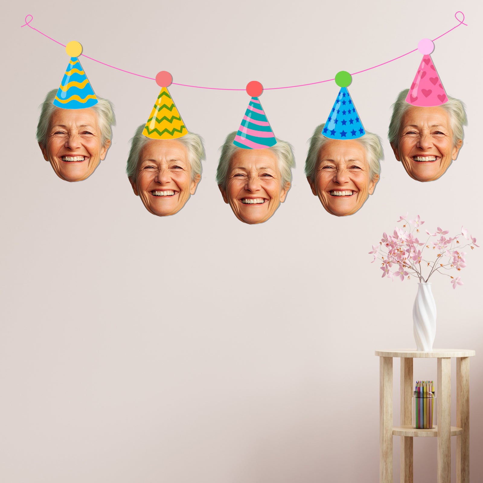 Personalised Party Hat Banner - Custom Party Decorations